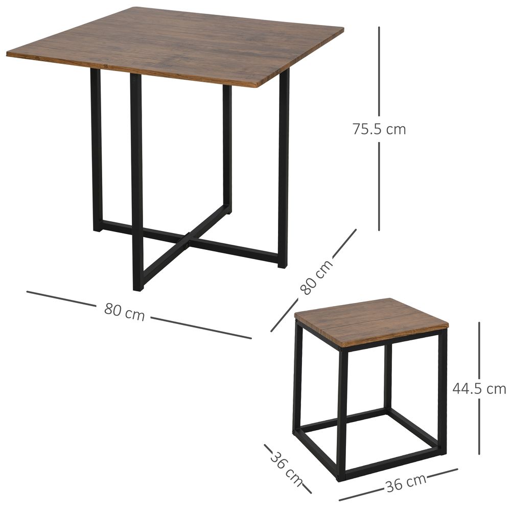 MDF Topped Steel 5-Piece Dining Set Dining Table with 4 Stools Black/B